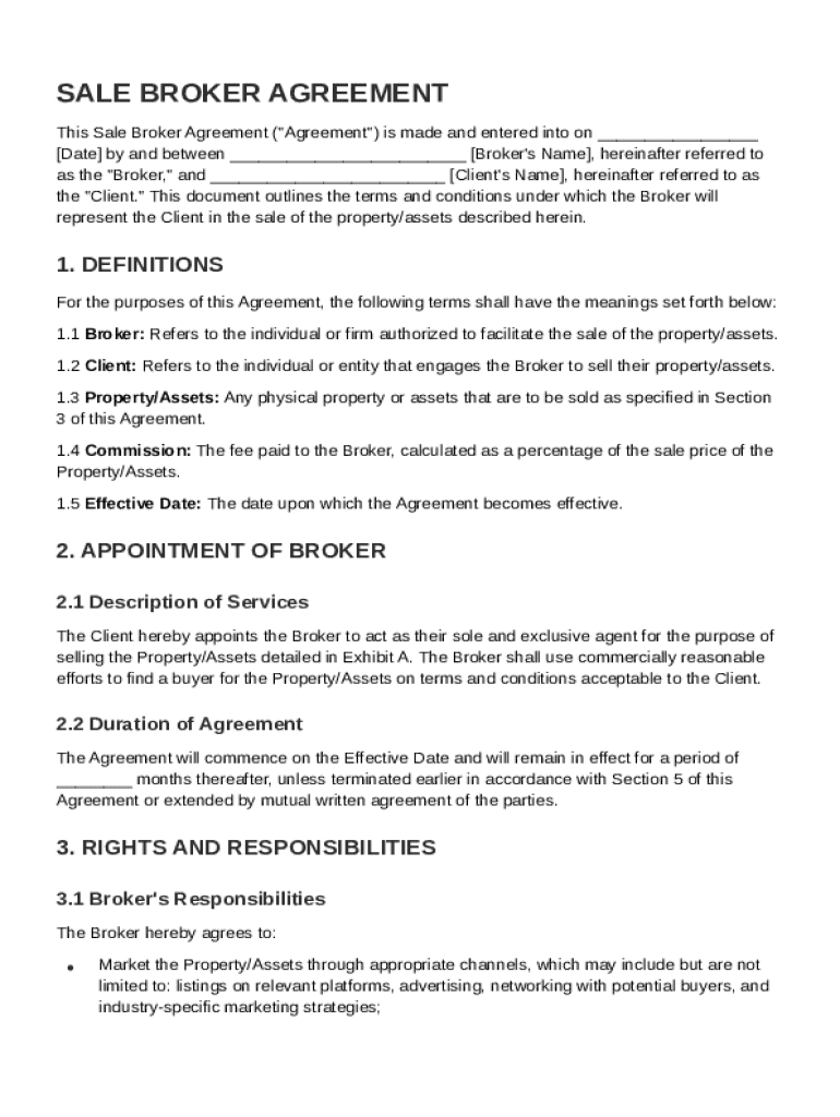 Sale Broker Agreement Template: Fill out & sign online | DocHub