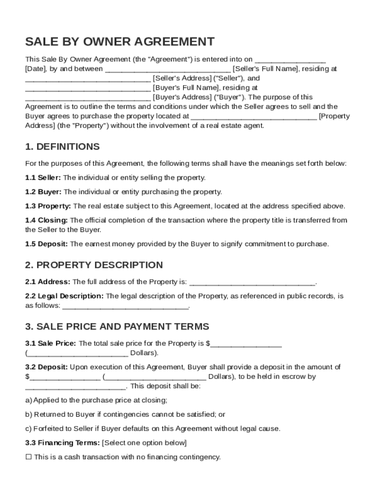Sale By Owner Agreement Template: Fill out & sign online | DocHub