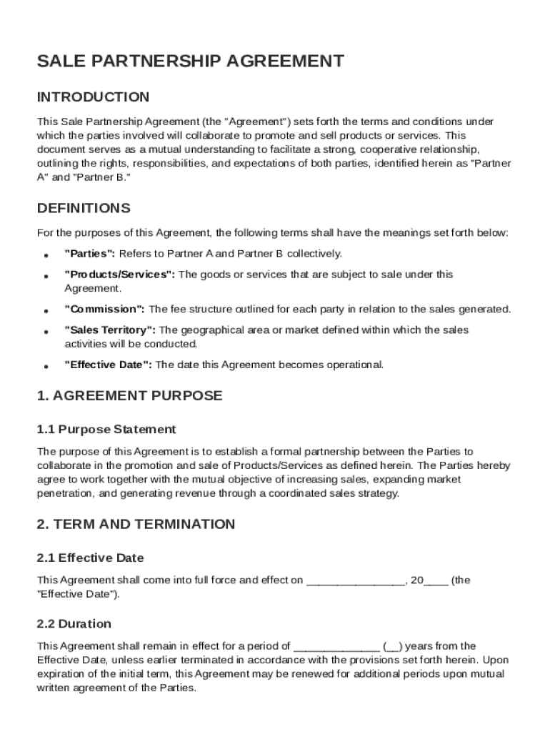 Sale Partnership Agreement Template: Fill out & sign online | DocHub