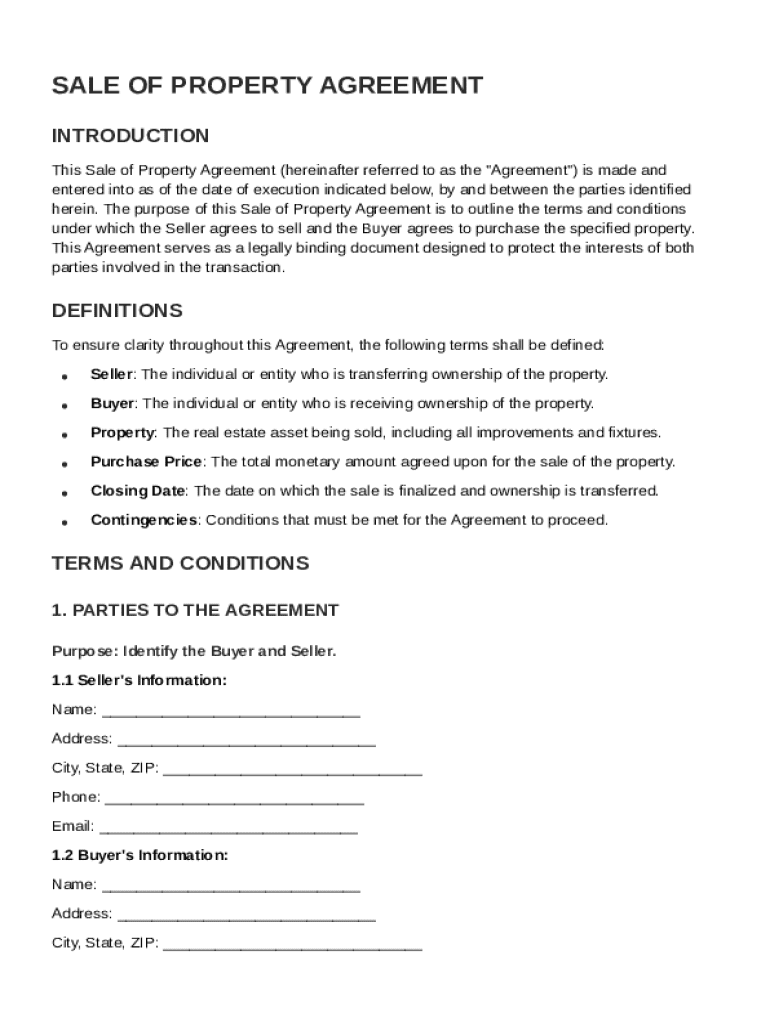Sale for Property Agreement Template: Fill out & sign online | DocHub