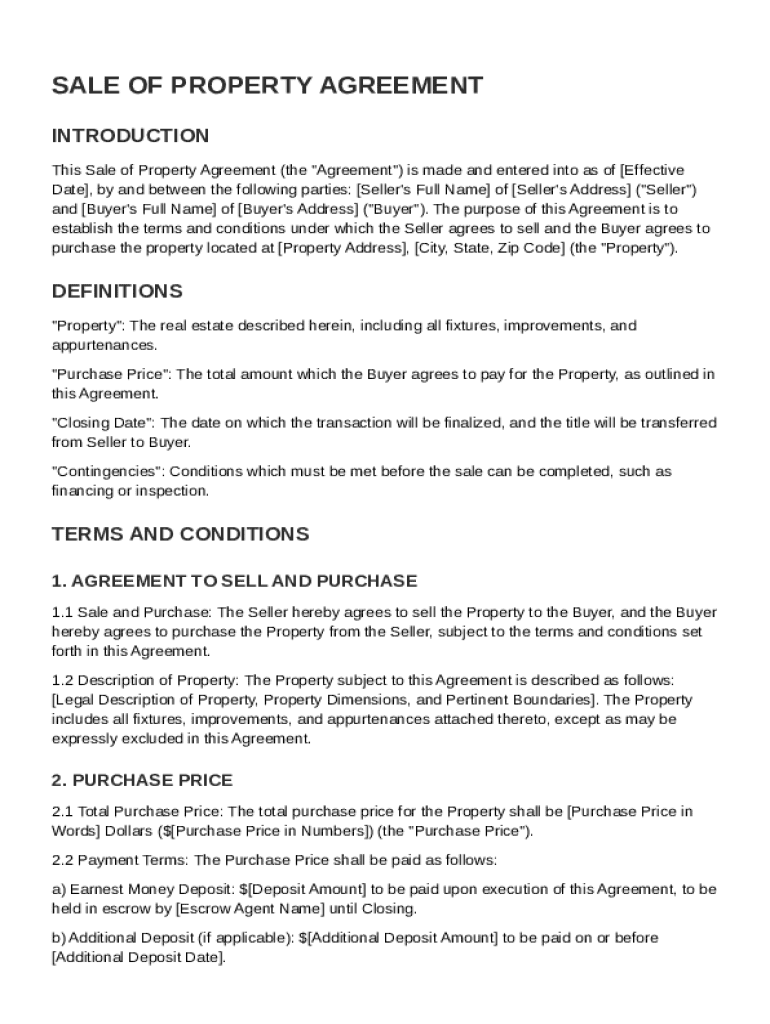 Sale of Property Agreement Template: Fill out & sign online | DocHub