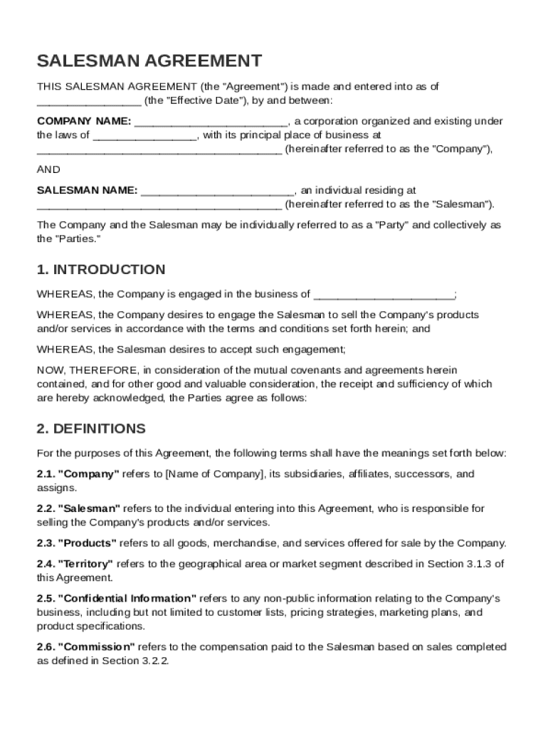 Saleman Agreement Template: Fill out & sign online | DocHub