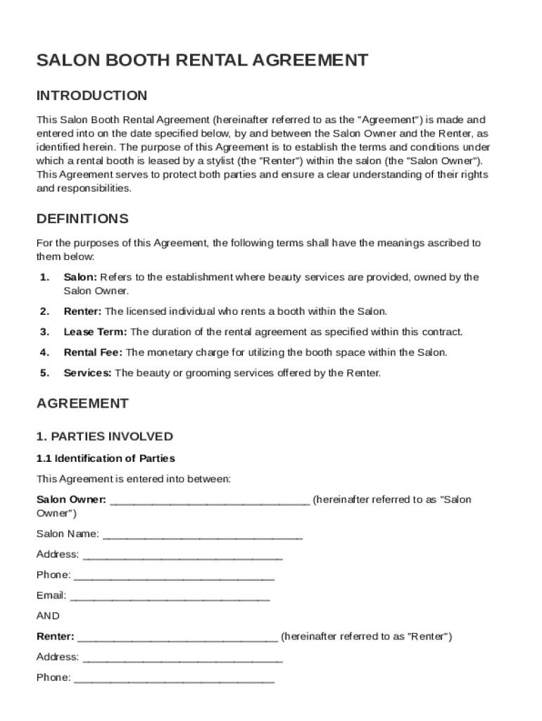 Salon Booth Rental Agreement Template: Fill out & sign online | DocHub