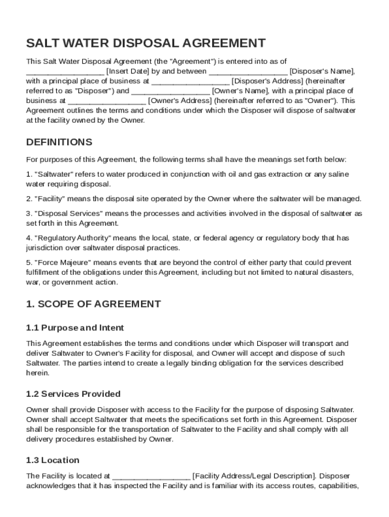 Salt Water Disposal Agreement Template: Fill out & sign online | DocHub