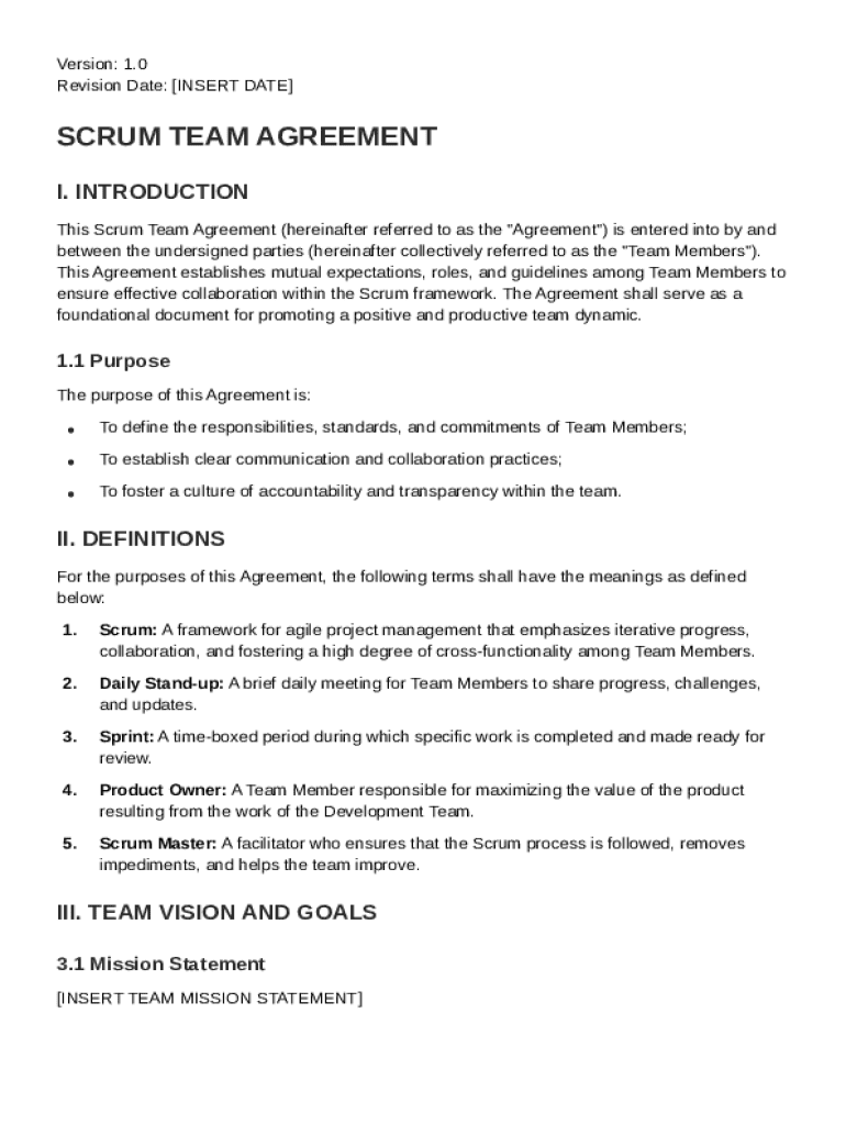 Scrum Team Agreement Template: Fill out & sign online | DocHub