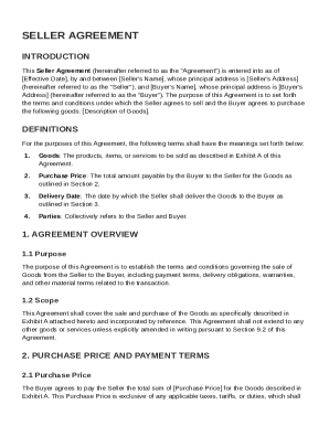 Seller Agreement Template - Fill and Sign Printable Template Online