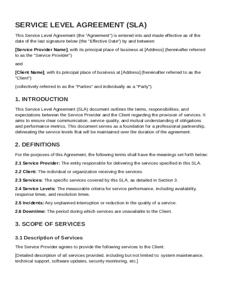Service Level Sla Agreement Template: Fill out & sign online | DocHub