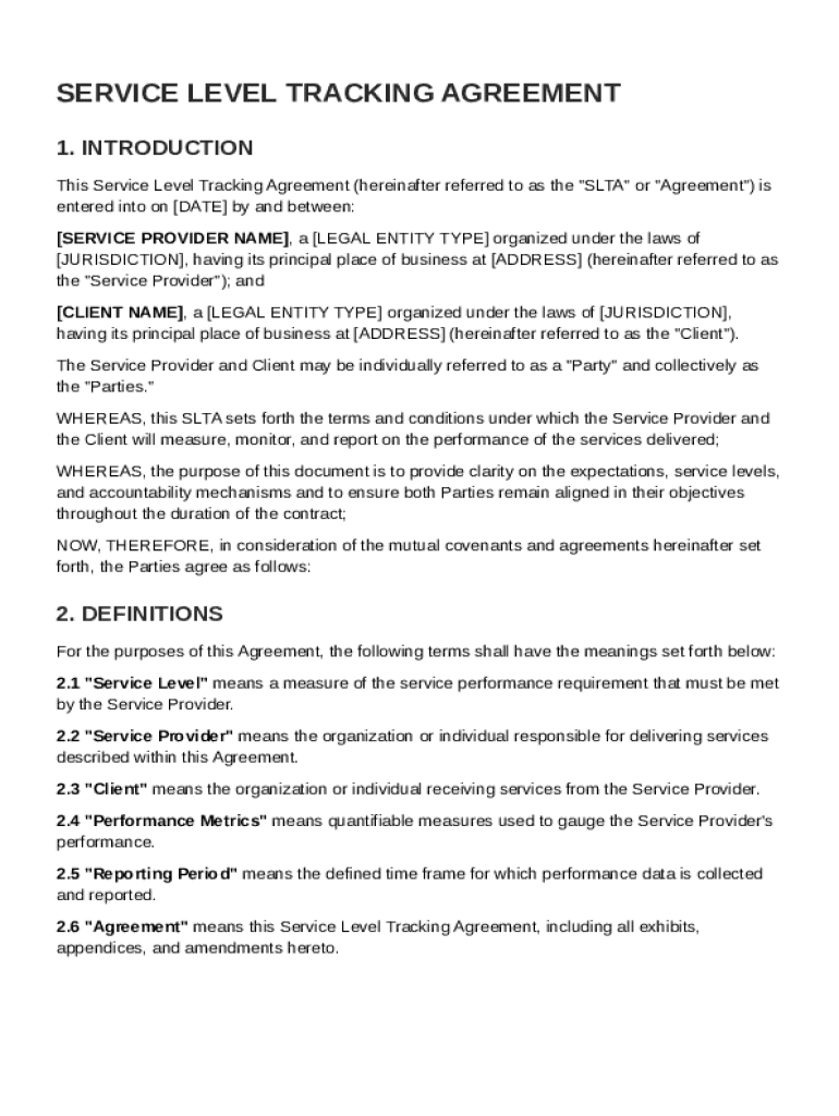 Service Level Tracking Agreement Template: Fill out & sign online | DocHub