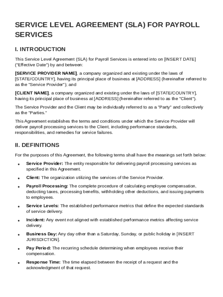 Service Level for Payroll Agreement Template: Fill out & sign online ...