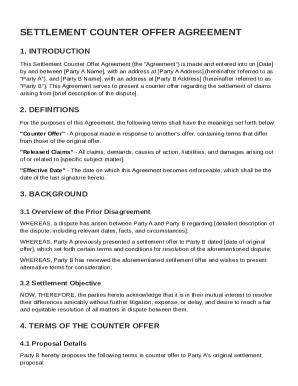 Settlement Counter Offer Agreement Template Form - Fill Online ...