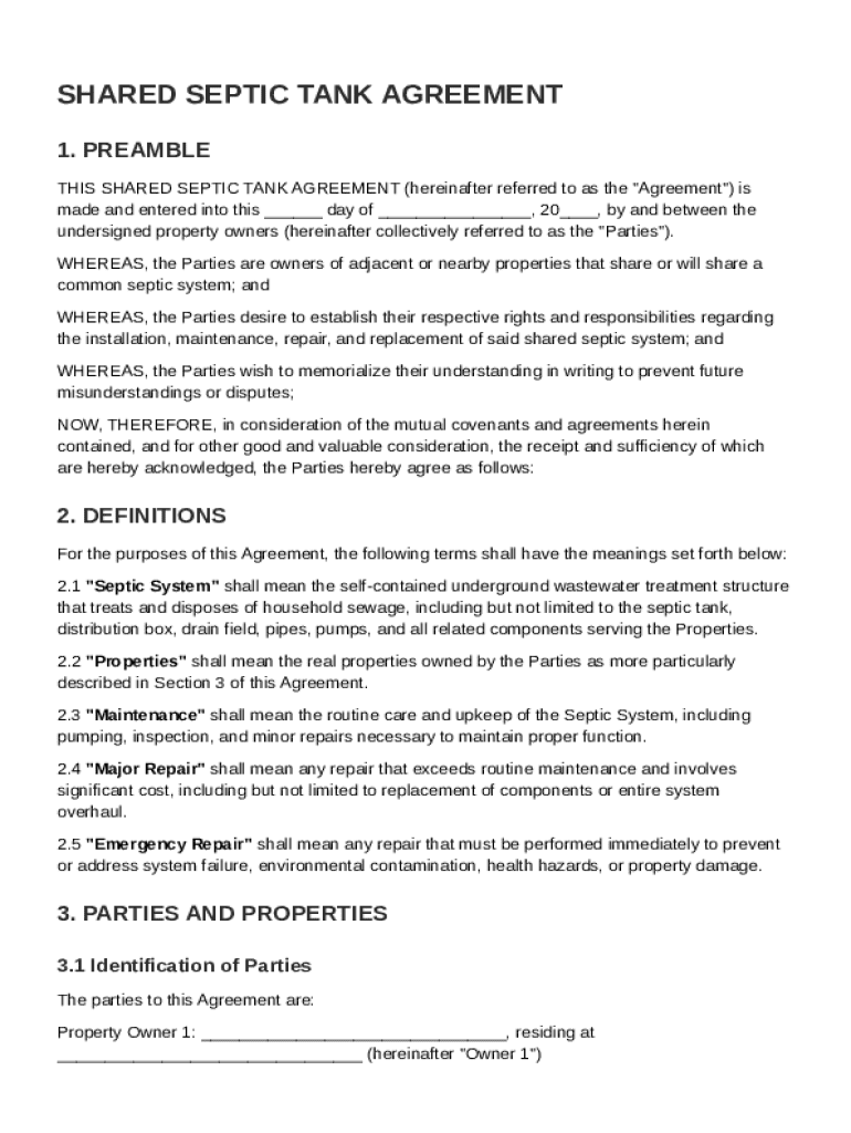 Shared Septic Tank Agreement Template: Fill out & sign online | DocHub
