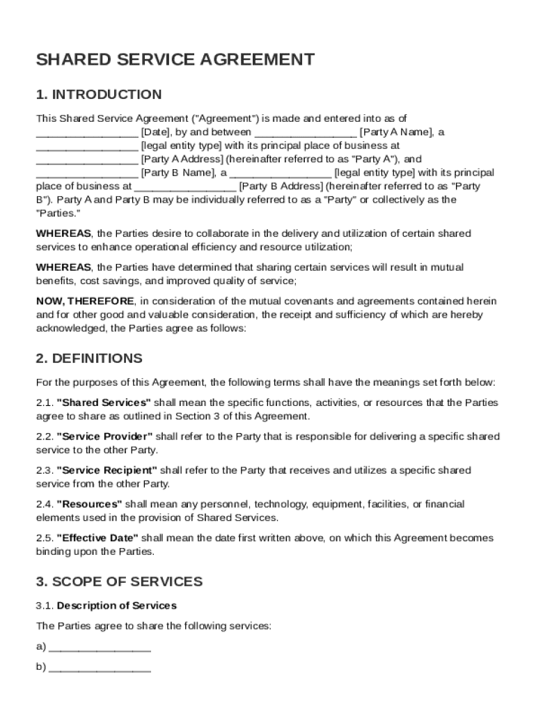 Shared Service Agreement Template: Fill out & sign online | DocHub