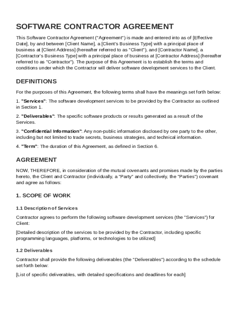 Software Contractor Agreement Template: Fill out & sign online | DocHub