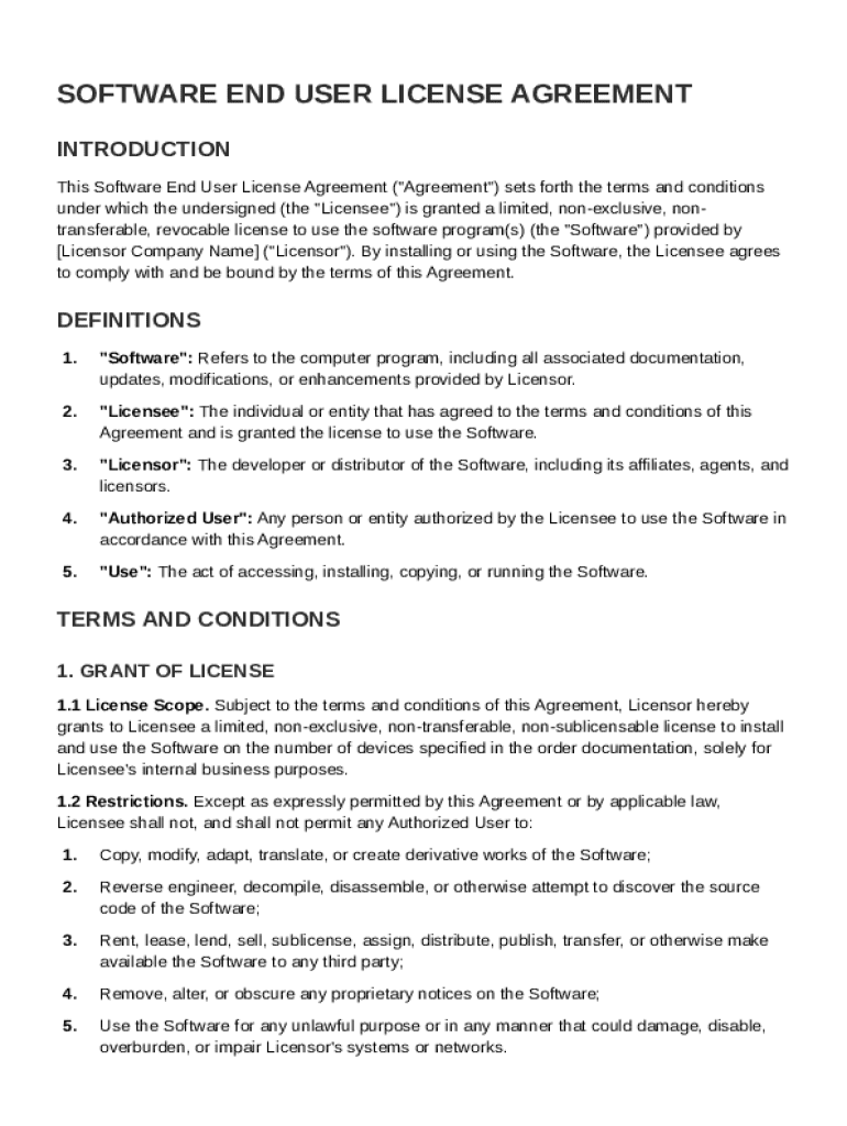 Software Endr License Agreement Template: Fill out & sign online | DocHub