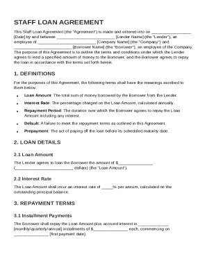 Staff Loan Agreement Template Form - Fill Online, Printable, Fillable ...