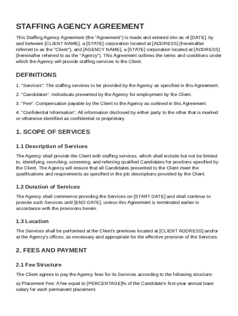 Staffing Agency Agreement Template: Fill out & sign online | DocHub