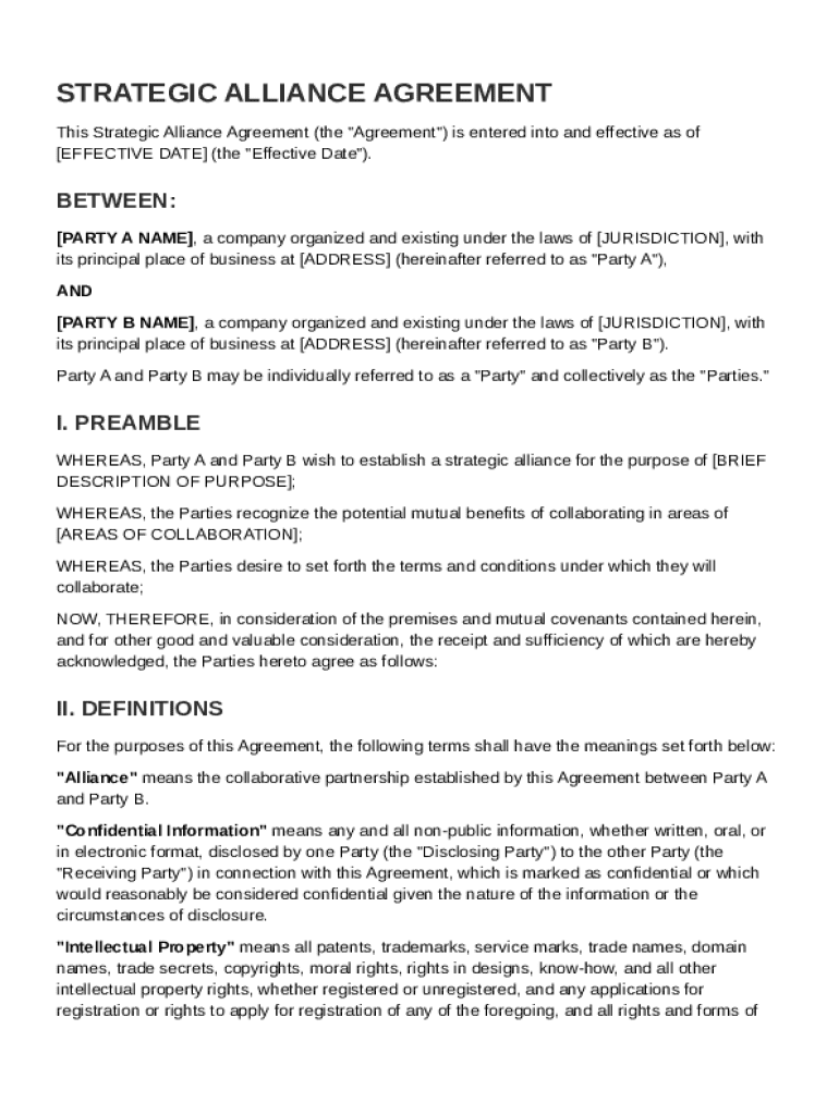 Strategic Alliance Agreement Template: Fill out & sign online | DocHub