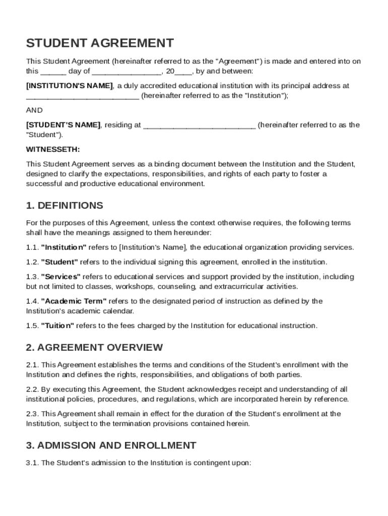 Student Agreement Template: Fill out & sign online | DocHub
