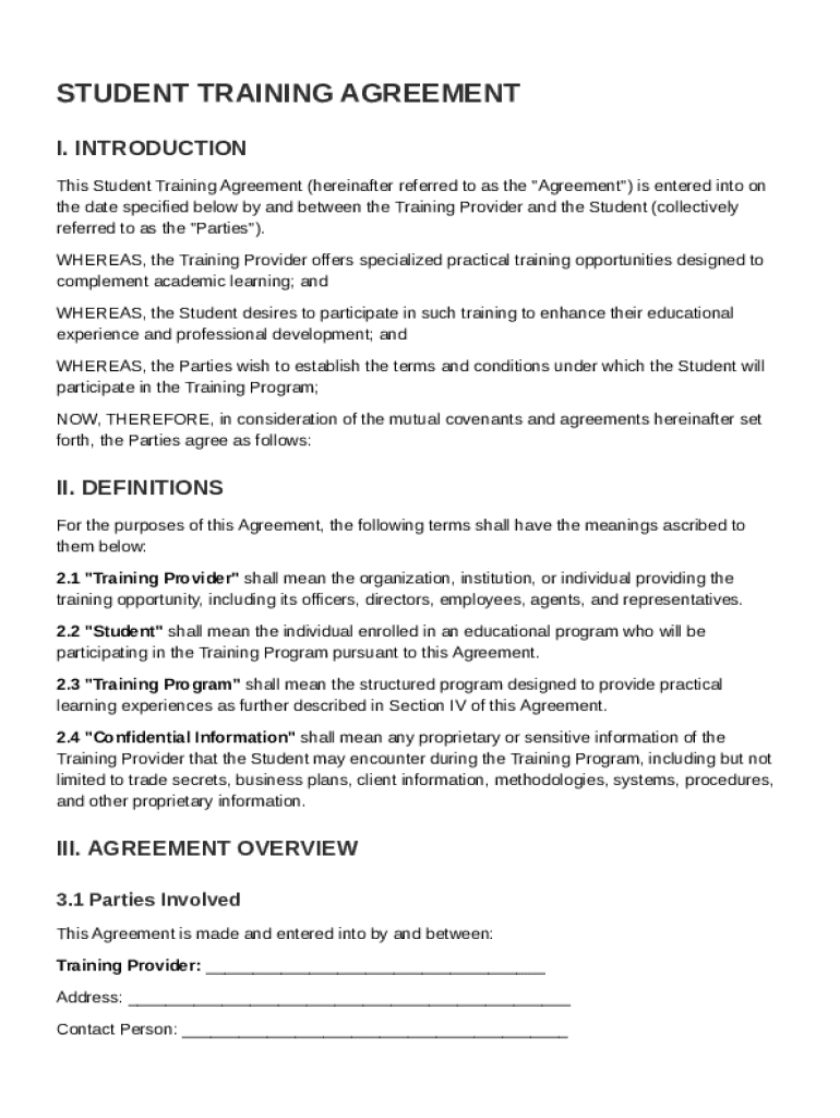 Student Training Agreement Template: Fill out & sign online | DocHub