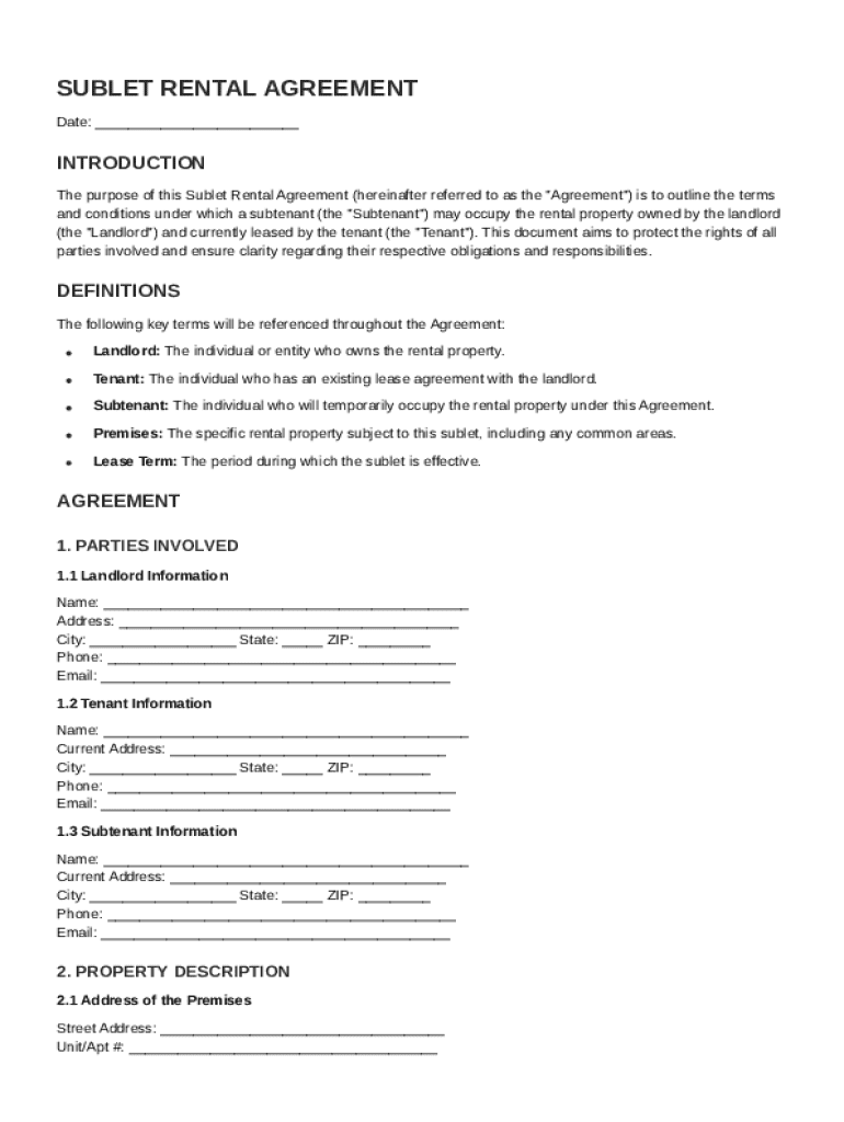 Sublet Rental Agreement Template: Fill out & sign online | DocHub