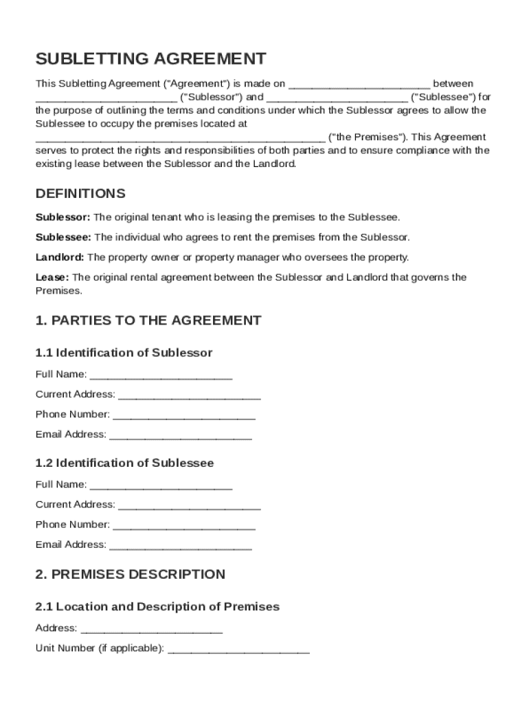 Subletting Agreement Template: Fill out & sign online | DocHub