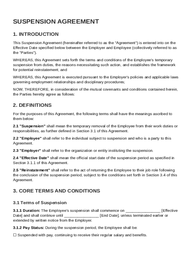 Suspension Agreement Template: Fill out & sign online | DocHub