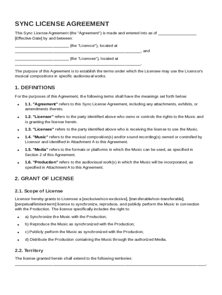 Sync License Agreement Template: Fill out & sign online | DocHub