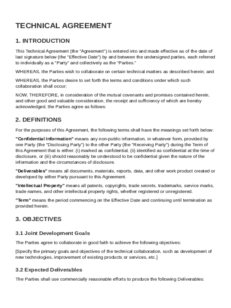 Technical Agreement Template: Fill out & sign online | DocHub