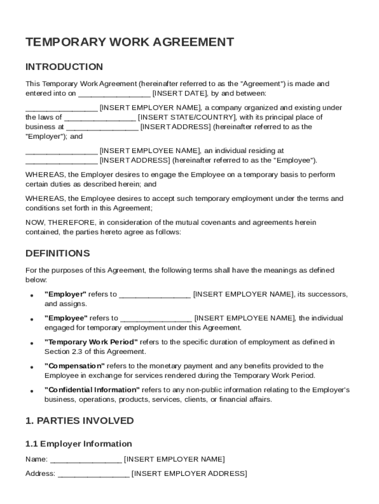 Temporary Work Agreement Template: Fill out & sign online | DocHub