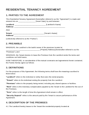 Tenants Agreement Template Form - Fill Online, Printable, Fillable ...