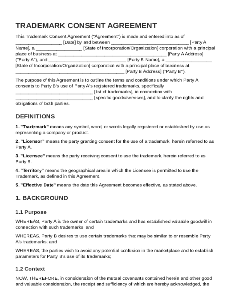 Trademark Consent Agreement Template: Fill out & sign online | DocHub