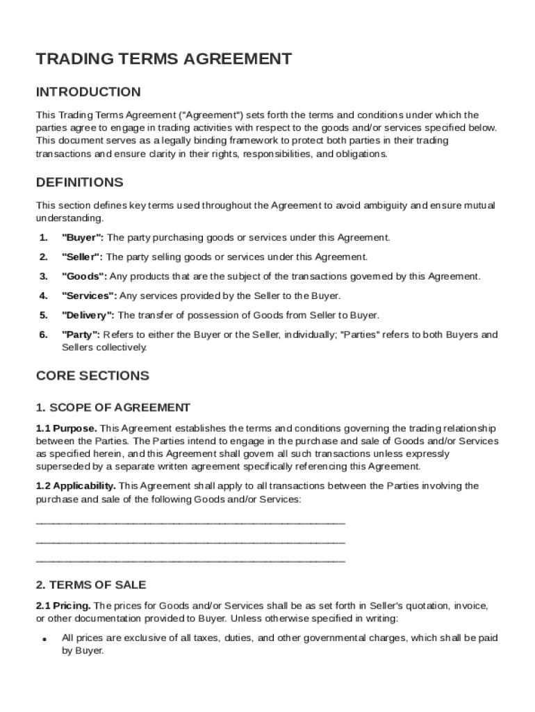 Trading Terms Agreement Template: Fill out & sign online | DocHub