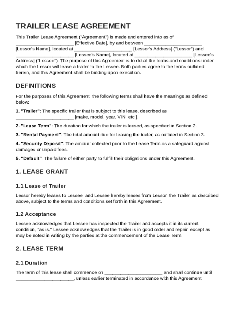 Trailer Lease Agreement Template: Fill out & sign online | DocHub