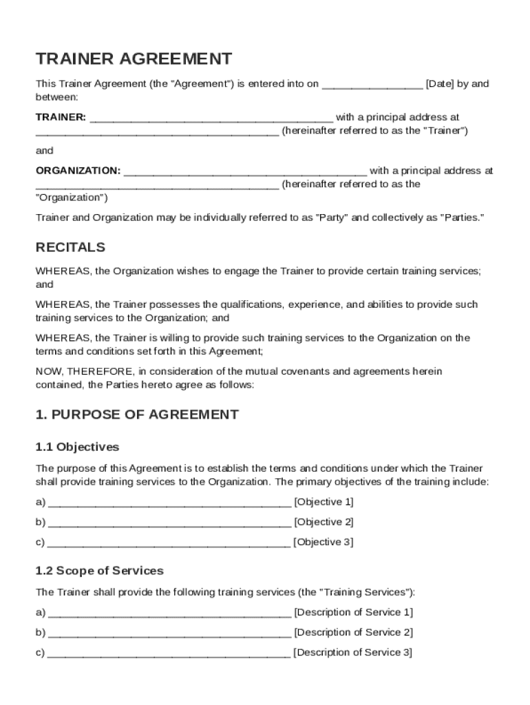 Trainer Agreement Template: Fill out & sign online | DocHub