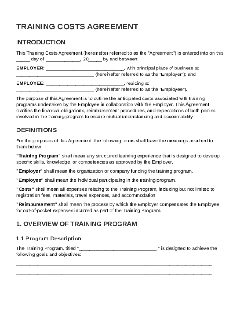 Training Costs Agreement Template: Fill out & sign online | DocHub