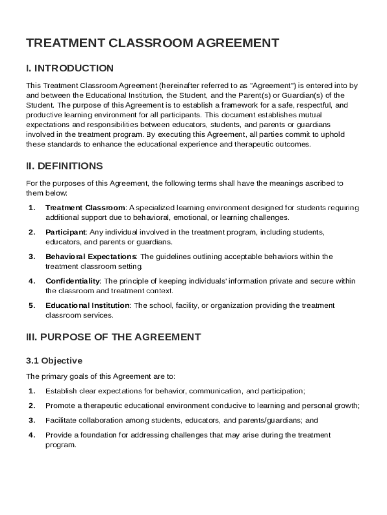 Treatment Classroom Agreement Template: Fill out & sign online | DocHub