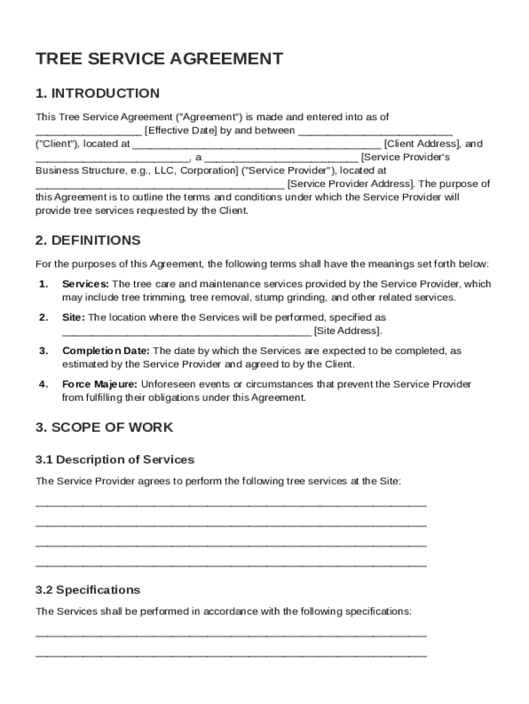 Tree Service Agreement Template: Fill out & sign online | DocHub