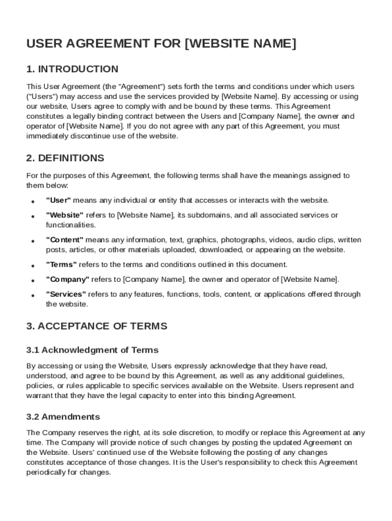 User for Website Agreement Template: Fill out & sign online | DocHub