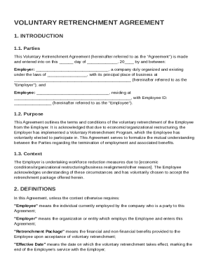 Fillable Online Voluntary Retrenchment Agreement Template Fax Email ...