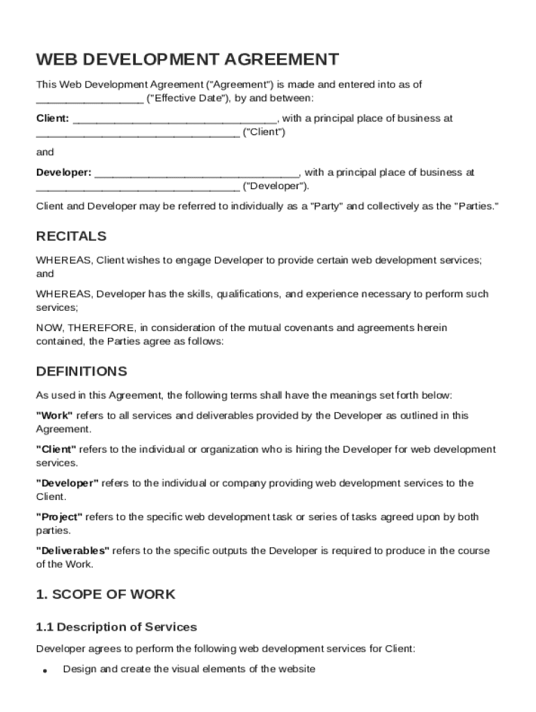 Web Development Agreement Template: Fill out & sign online | DocHub