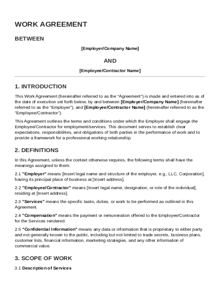 Work Agreement Template: Fill out & sign online | DocHub