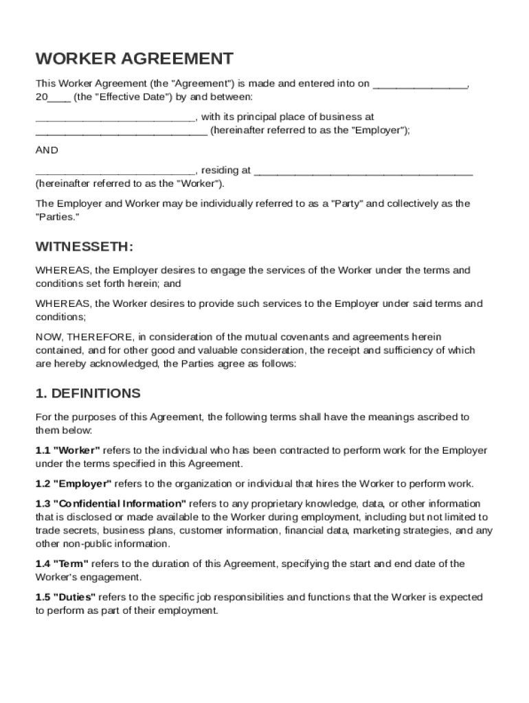 Worker Agreement Template: Fill out & sign online | DocHub