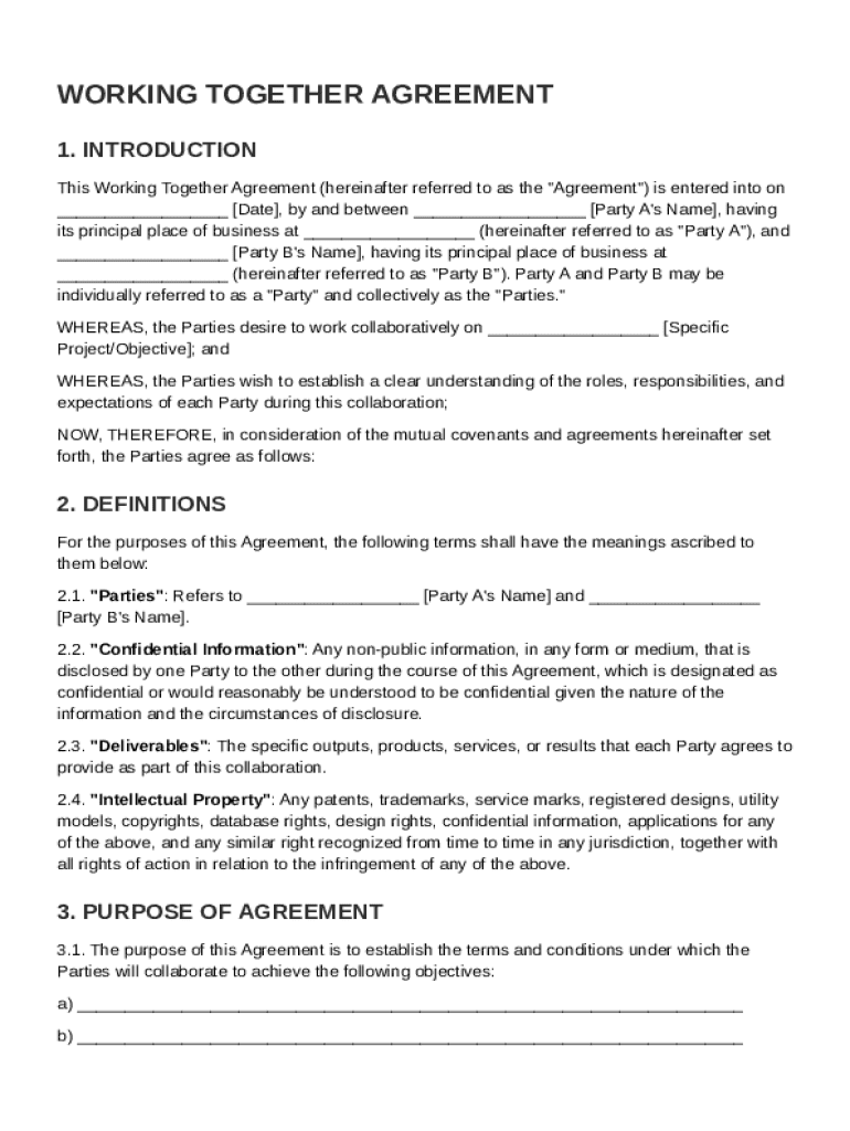 Working Together Agreement Template: Fill out & sign online | DocHub