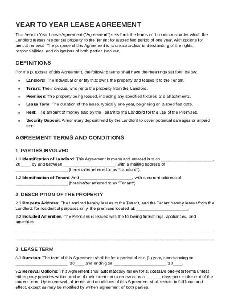 Year to Year Lease Agreement Template: Fill out & sign online | DocHub