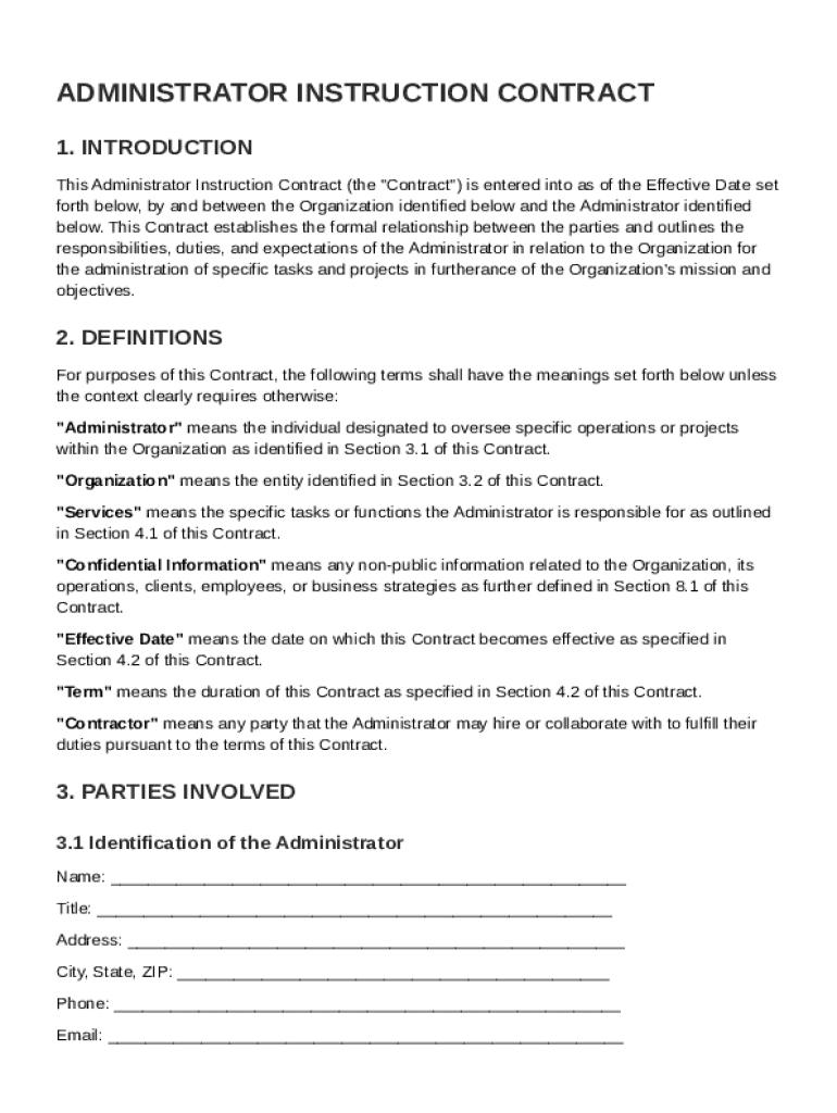 Administrator Instruction Contract Template: Fill out & sign online | DocHub
