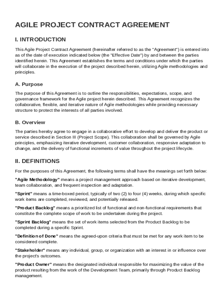 Agile Project Contract Template: Fill out & sign online | DocHub