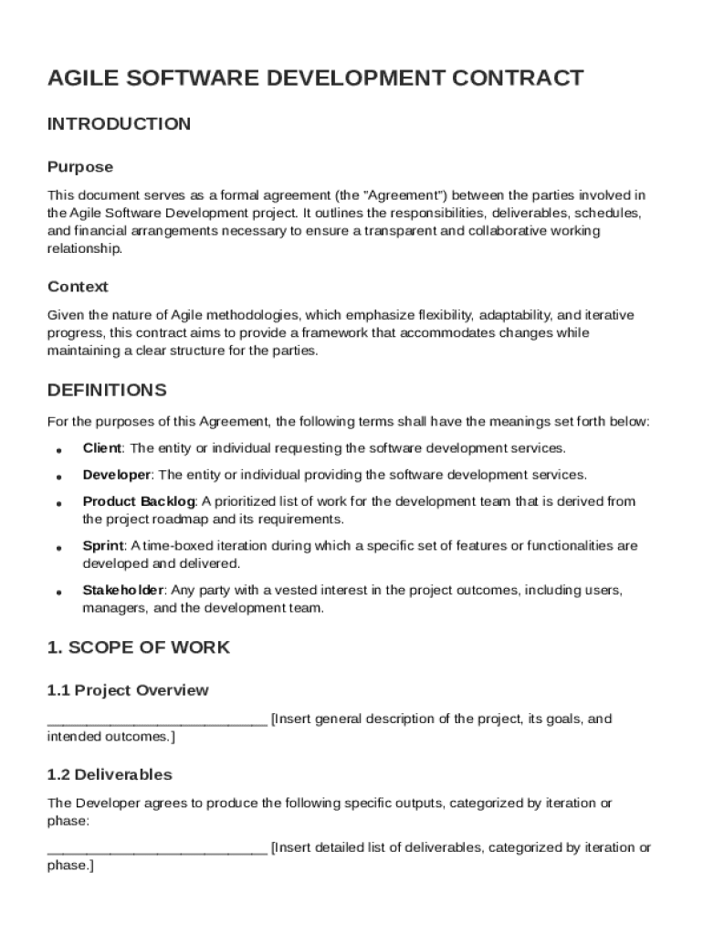 Agile Software Development Contract Template: Fill out & sign online | DocHub