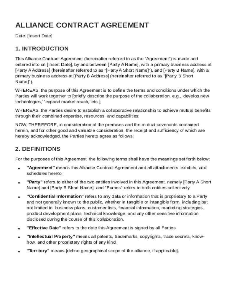 Alliance Contract Template: Fill out & sign online | DocHub