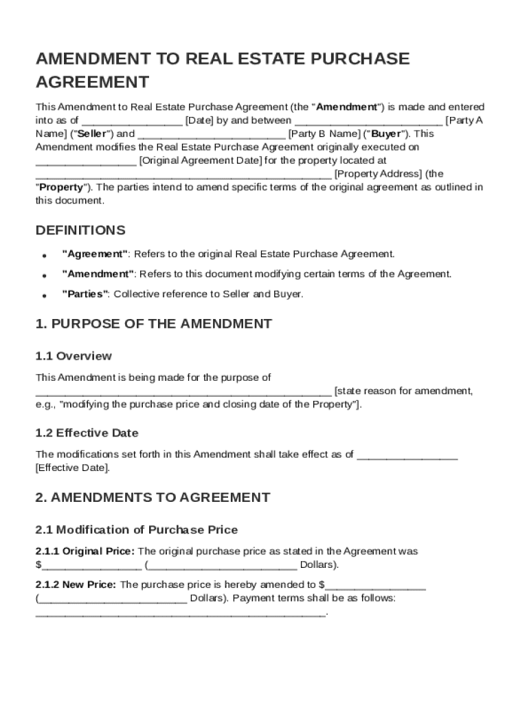 Amendment To Real Estate Contract Template: Fill out & sign online | DocHub