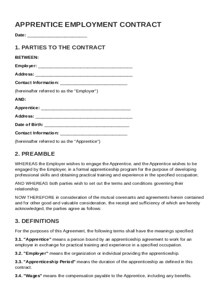 Apprentice Employment Contract Template: Fill out & sign online | DocHub